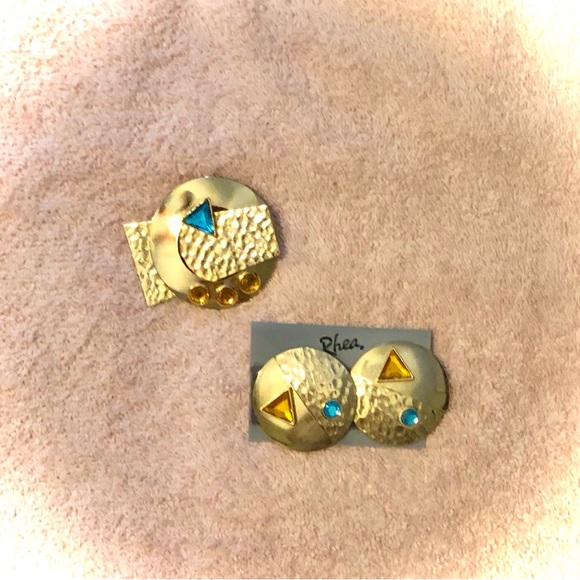 Rhea | Jewelry | Vintage Rhea Gold Tone With Orange Teal Gems Brooch ...